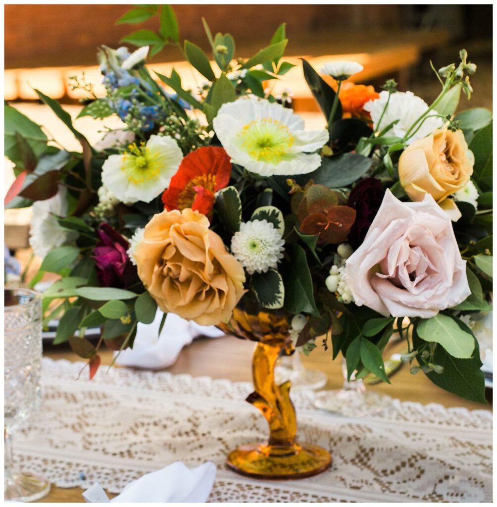 Vintage Amber Floral Vessels